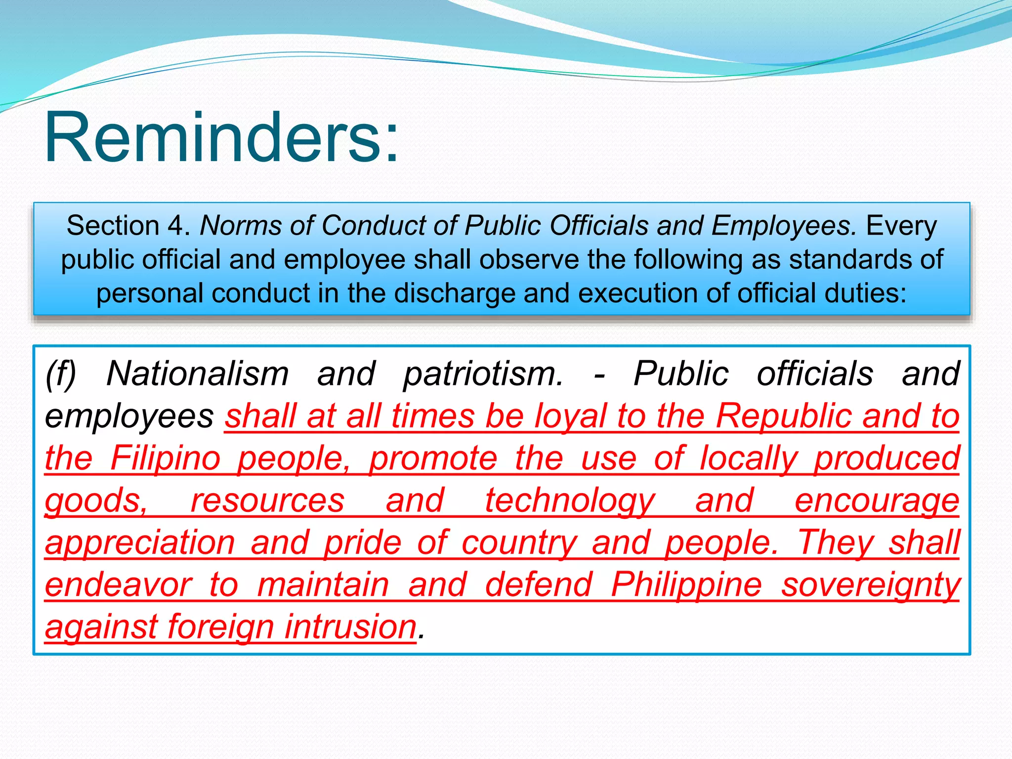 RA 6713 Code of Ethical Standards for Public Officials and Employees in ... RA 6713 Code of Ethical Standards for Public Officials and Employees in ...