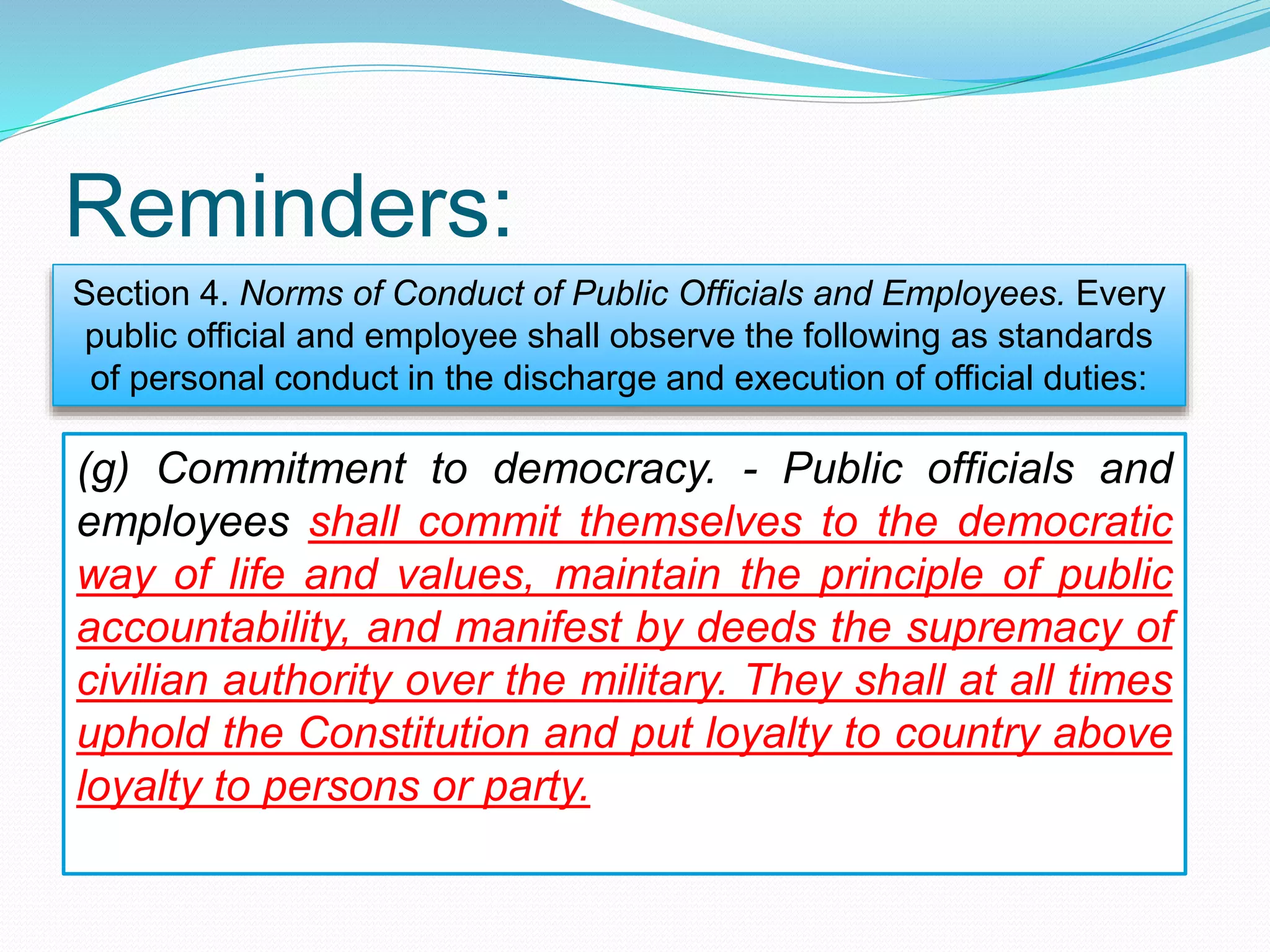 RA 6713 Code of Ethical Standards for Public Officials and Employees in ...