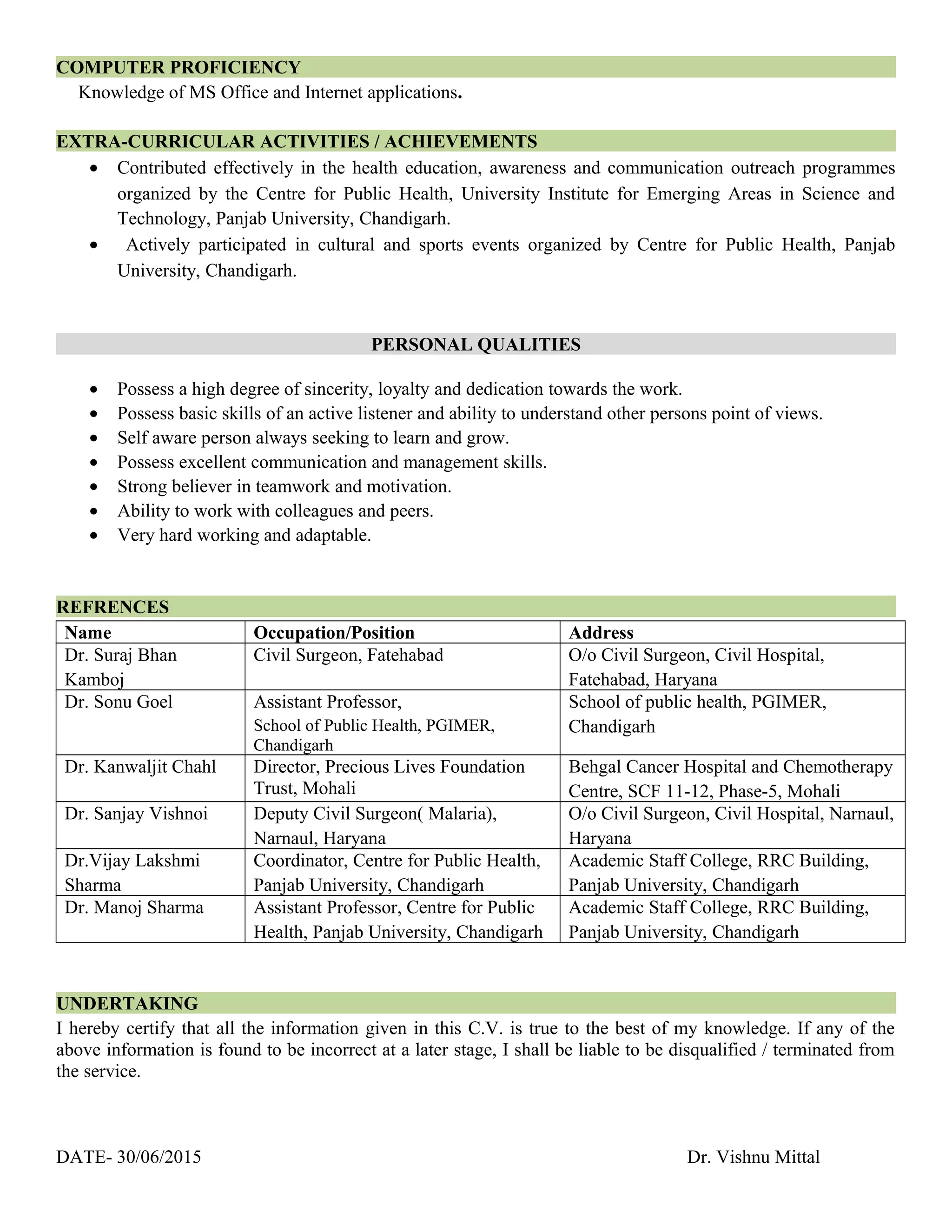Dr. Vishnu Mittal CV | DOC