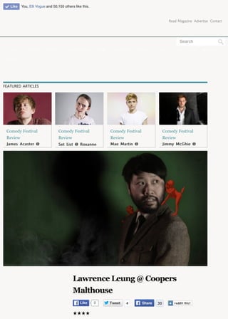 Lawrence Leung @ Coopers Malthouse | Beat Magazine | PDF