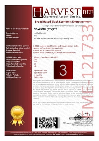 BBBEE Certificate -NOMISFUL (1) | PDF