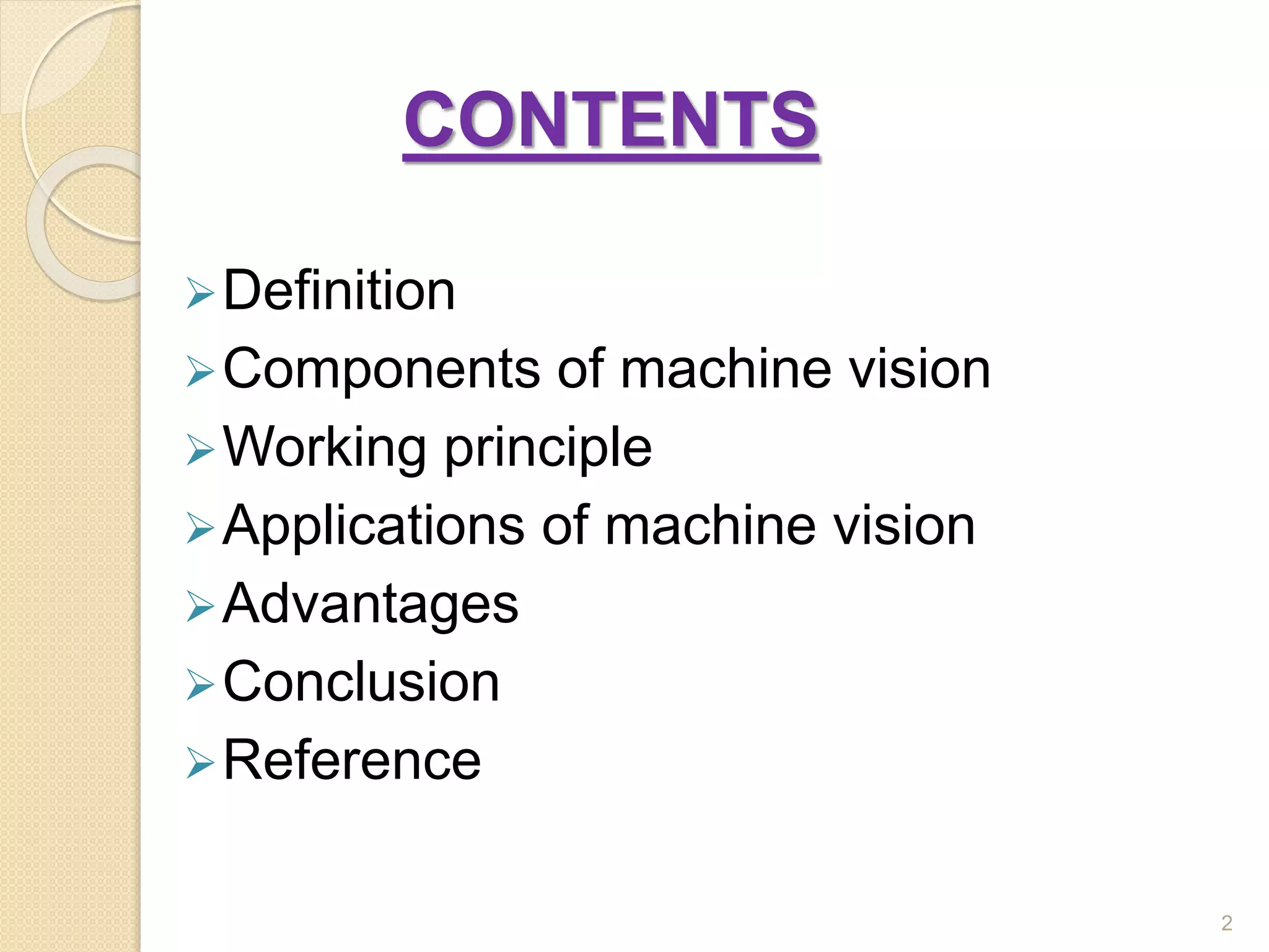 INDUSTRIAL APPLICATION OF MACHINE VISION ppt mrng finl | PPTX