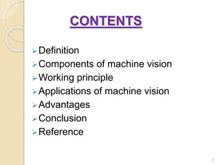 INDUSTRIAL APPLICATION OF MACHINE VISION ppt mrng finl | PPTX