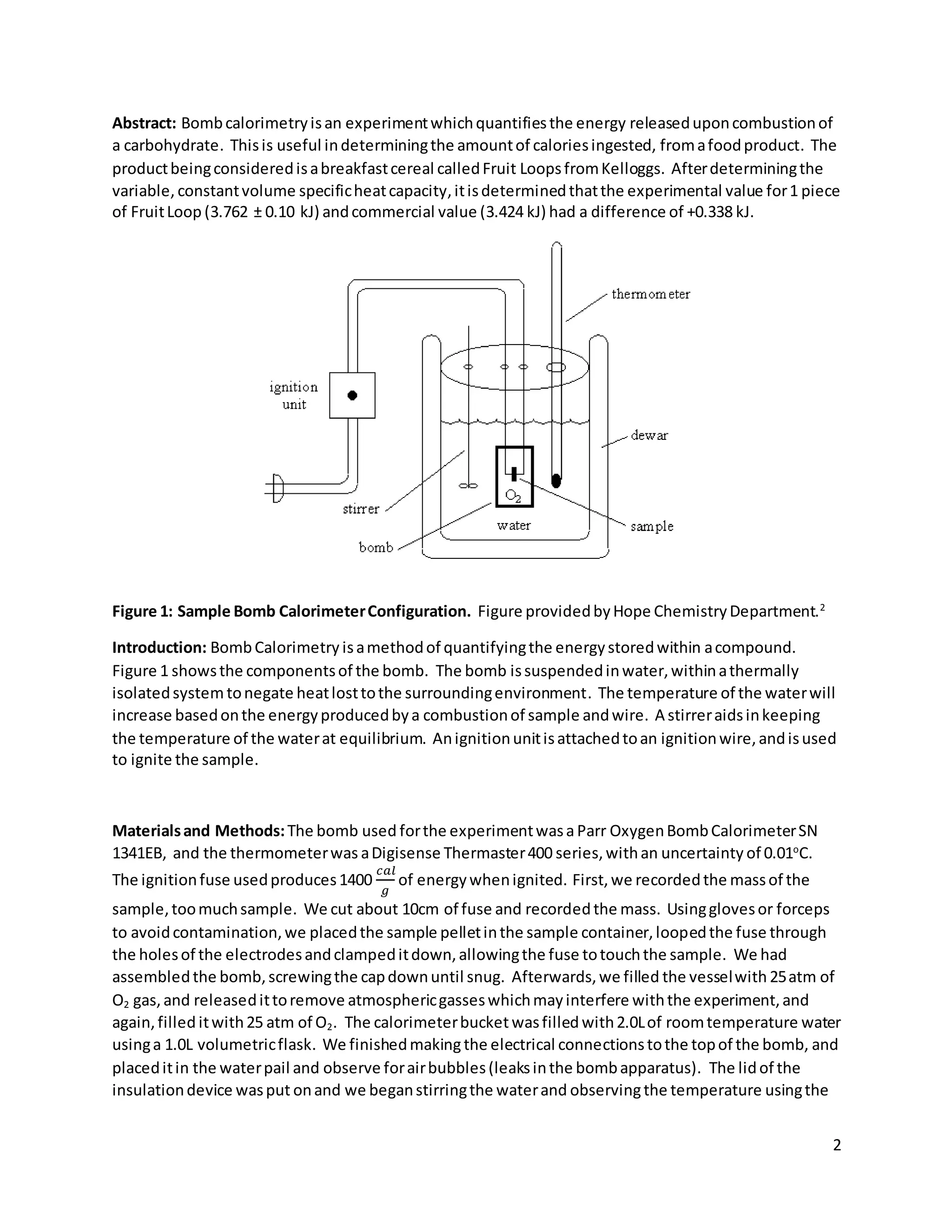 PCHEM Assignment Bomb Calorimetry | PDF