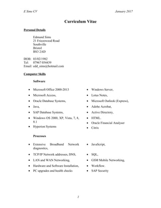 Edmund Sims CV | PDF