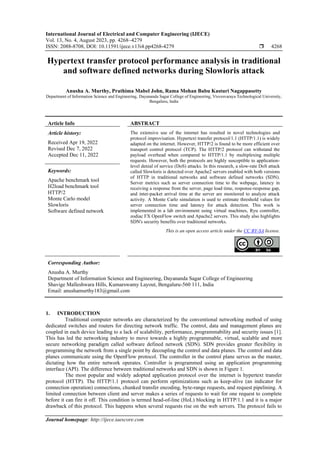 Hypertext transfer protocol performance analysis in traditional and software defined networks ...
