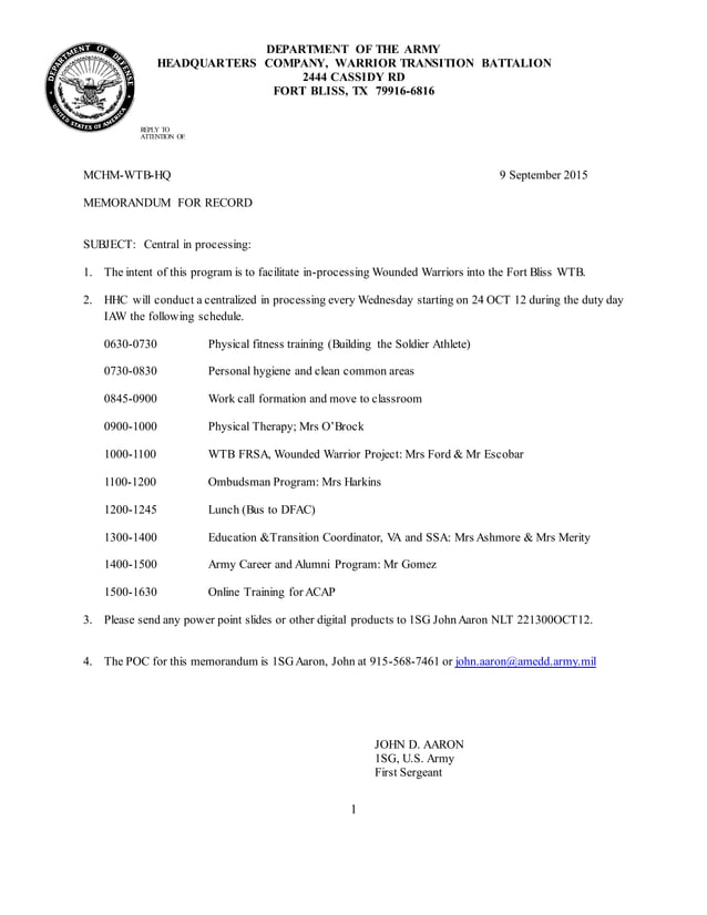 Central inprocessing | PDF