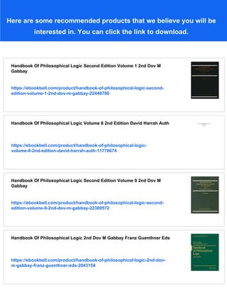 Handbook Of Philosophical Logic Volume 07 2nd Dov M Gabbay Franz ...