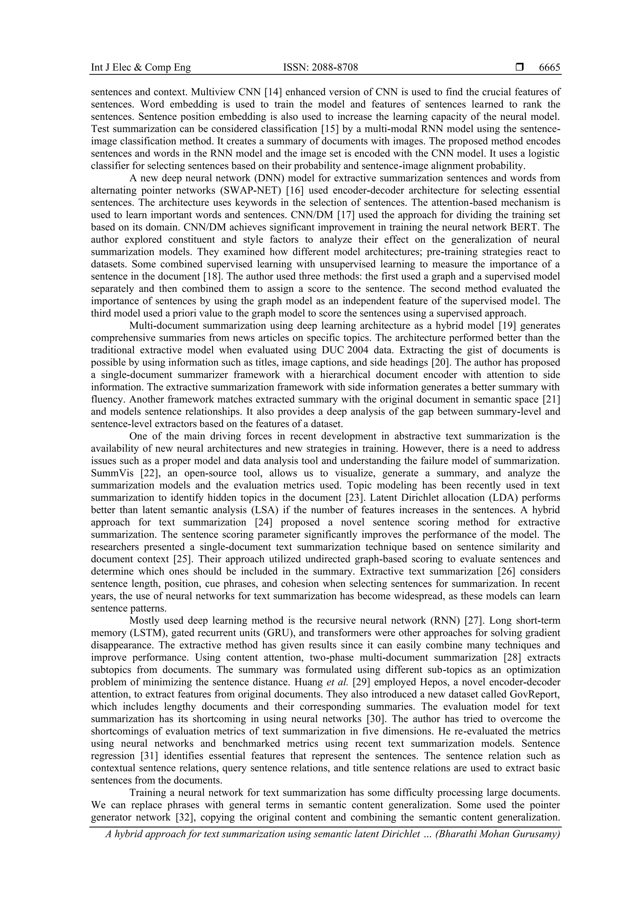 A hybrid approach for text summarization using semantic latent Dirichlet allocation and sentence ...