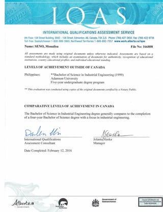 IQAS Certification_Monalisa Seno | PDF