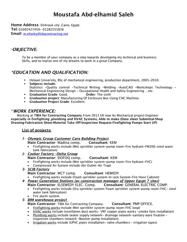 mostafa -mechanical eng. cv | PDF