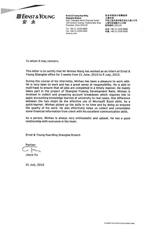 E&Y Working Certificate | PDF