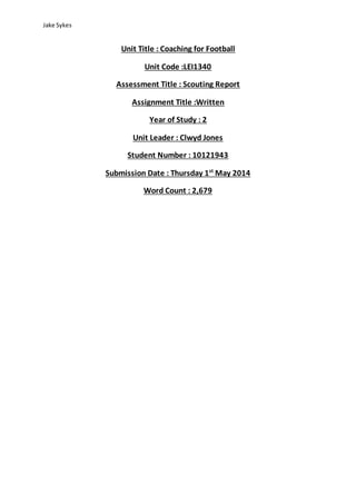 Scouting Report Coaching Assessment | DOCX