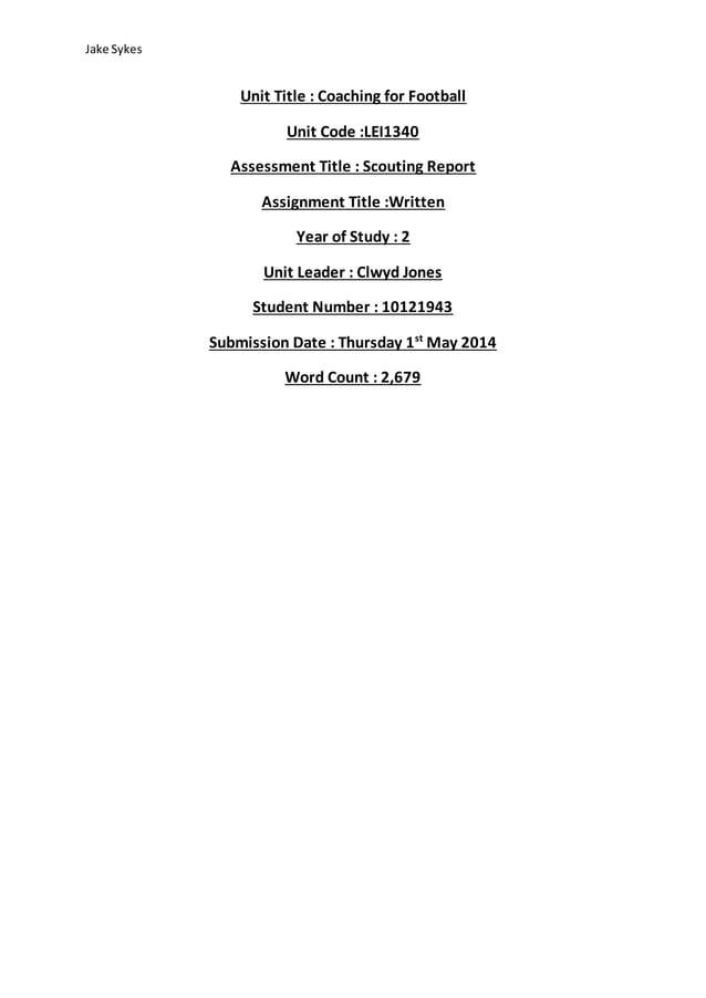 Scouting Report Coaching Assessment | DOCX