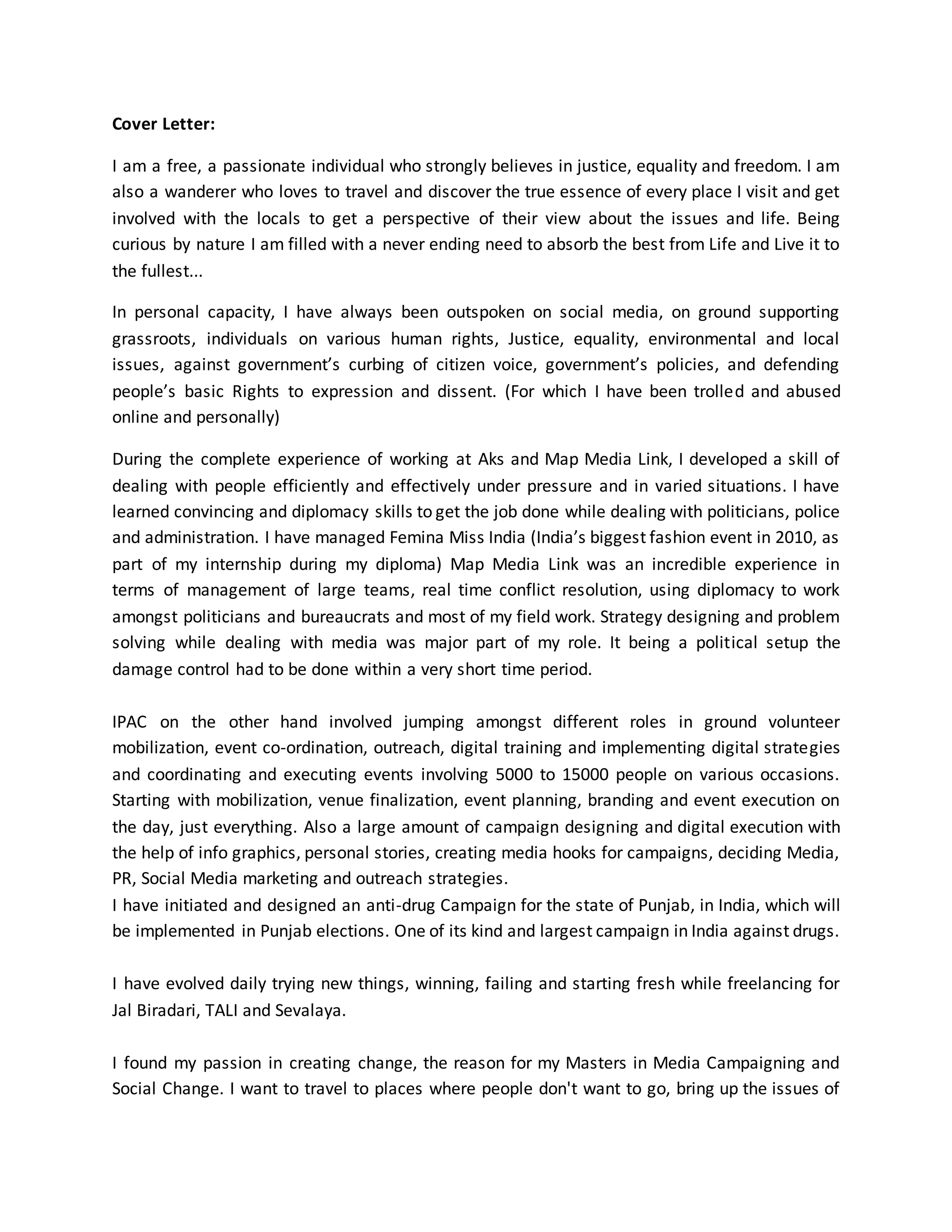 covering letter | DOCX