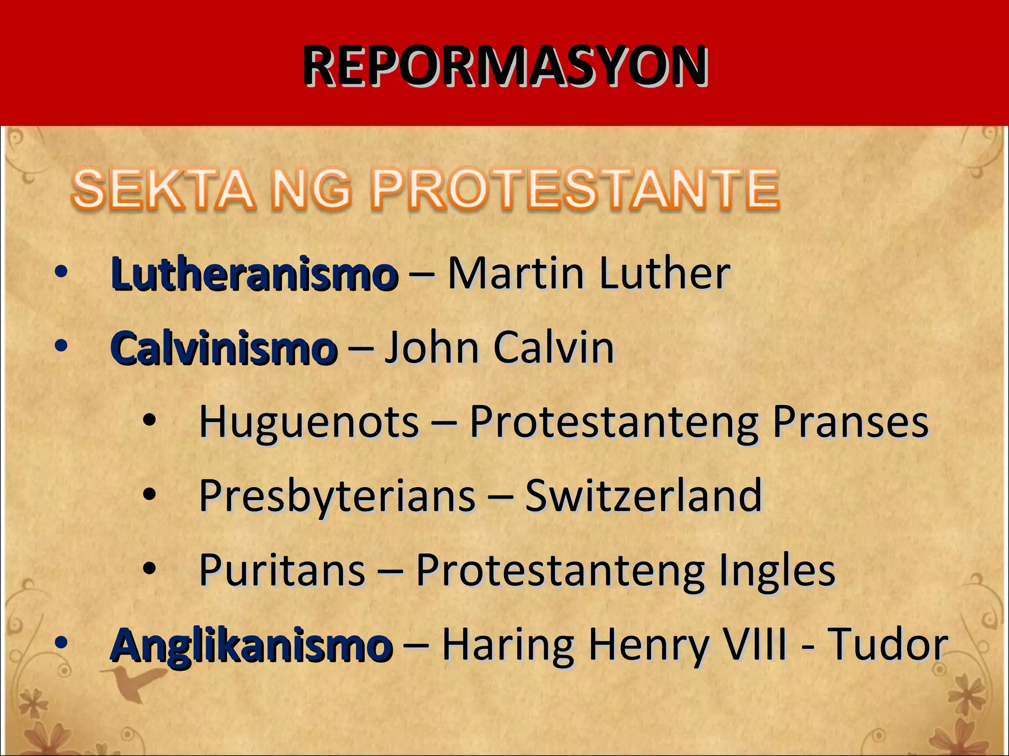 Repormasyon | PPT