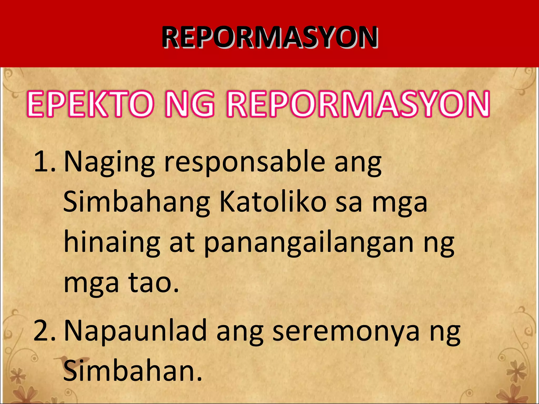 Repormasyon | PPT