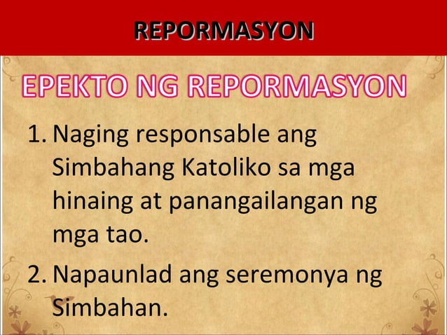 Repormasyon | PPT