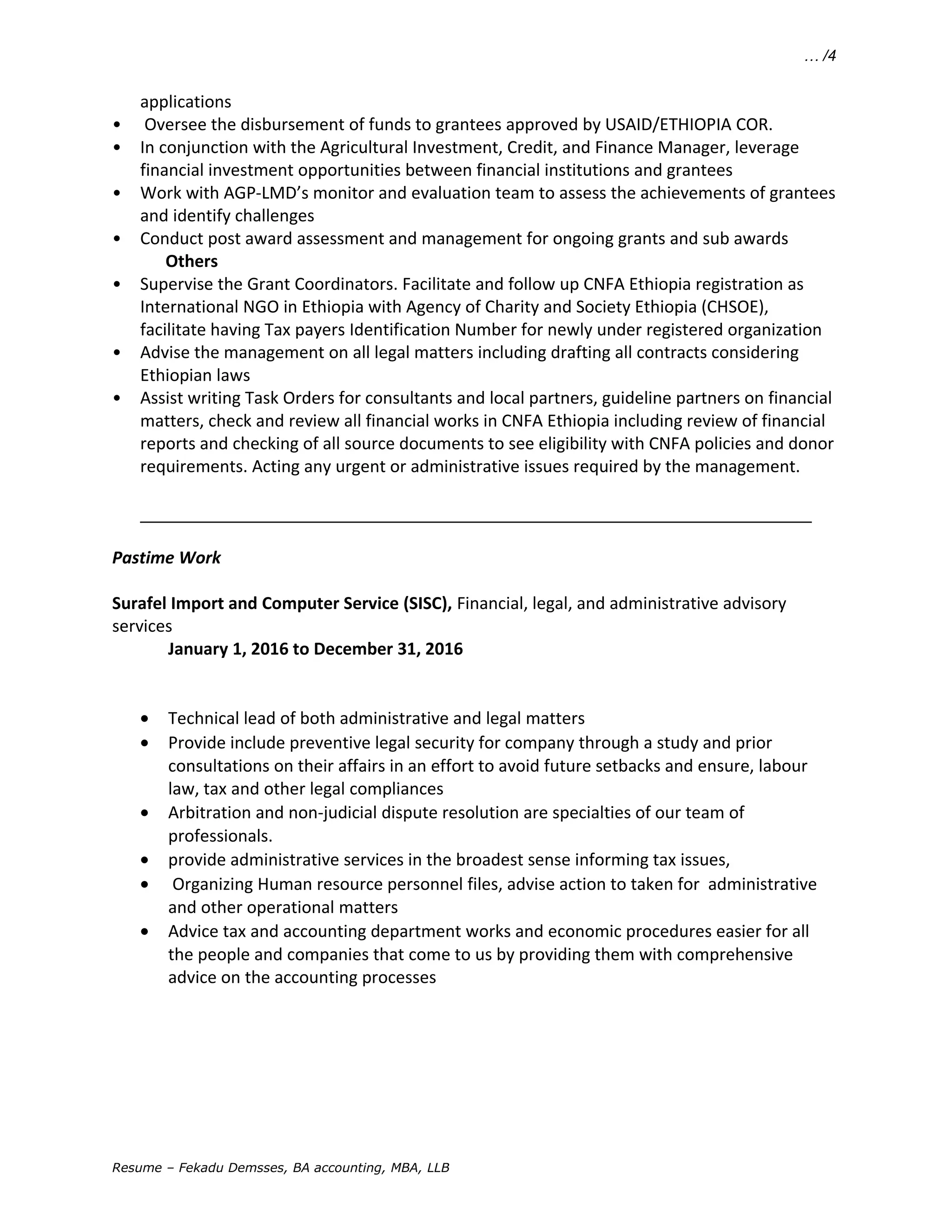 Fekadu resume | DOC