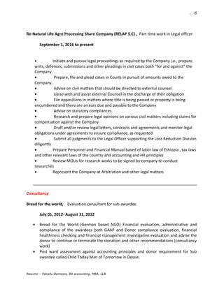 Fekadu resume | DOC
