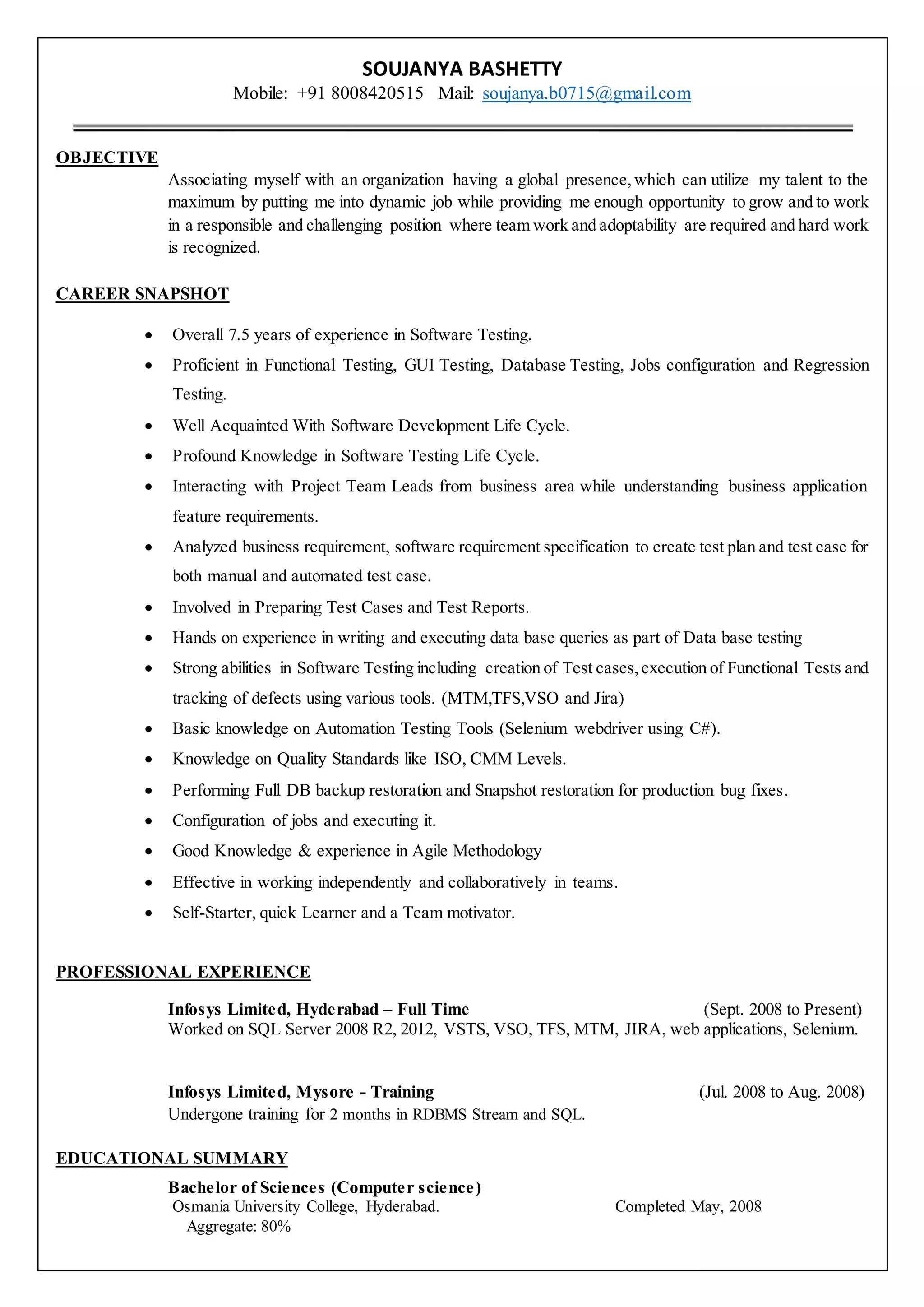 Soujanya Functionaltesting Resume Pdf