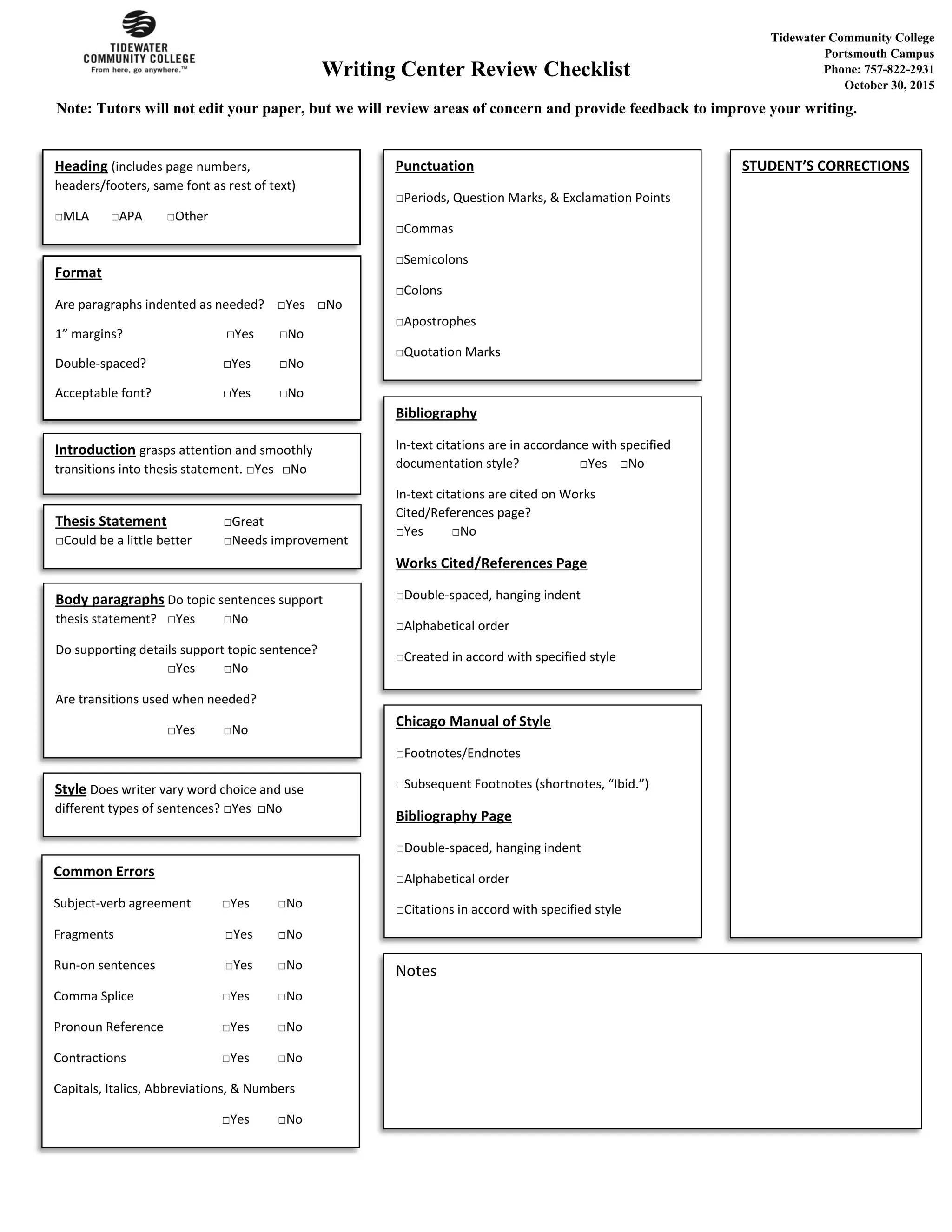Essay Revision Checklist | PDF