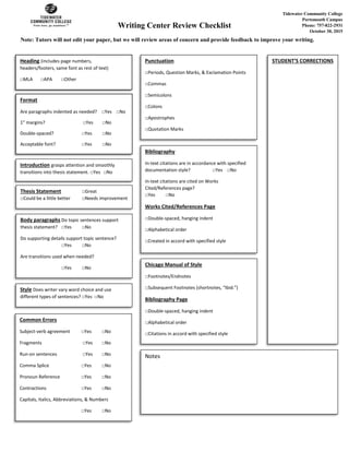 Essay Revision Checklist | PDF