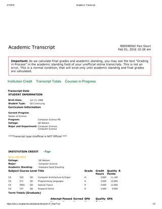 Academic Transcript | PDF