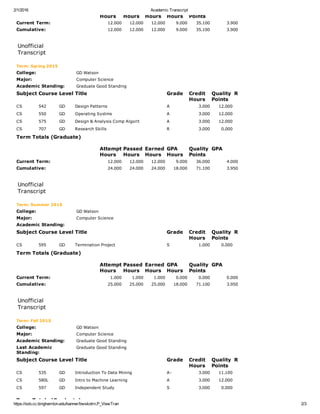 Academic Transcript | PDF