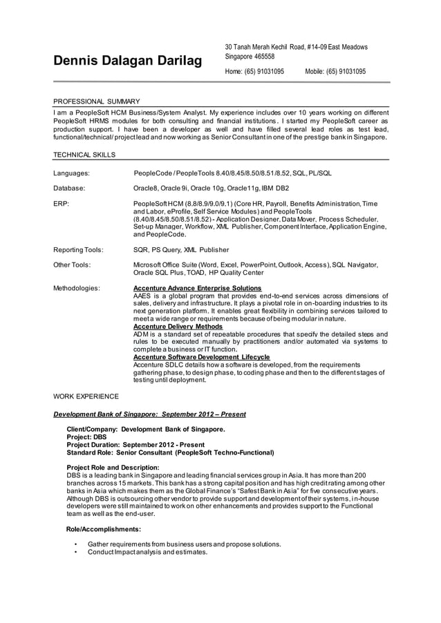 PeopleSoft HRMS_Dennis Dalagan Darilag_CV | PDF