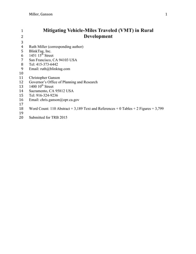 Mitigating Vehicle-Miles Traveled (VMT) in Rural Development | PDF