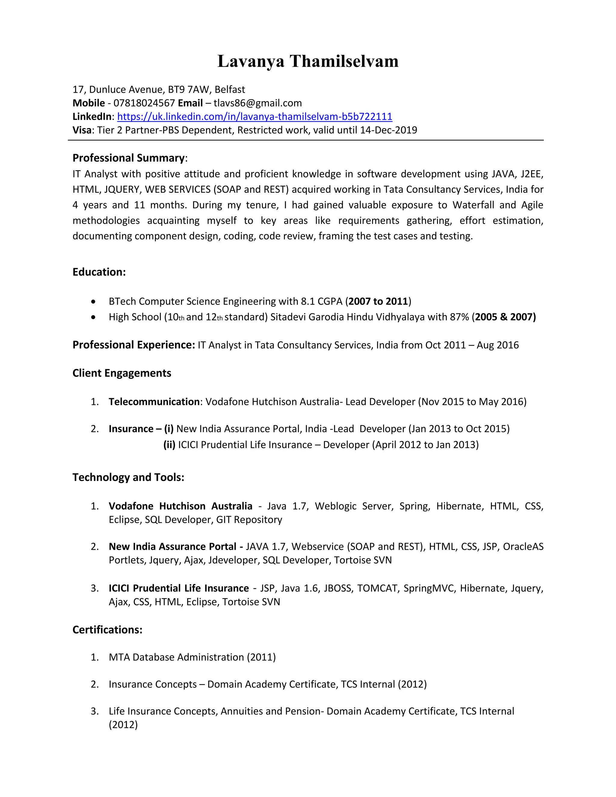 Lavanya Thamilselvam_CV | PDF