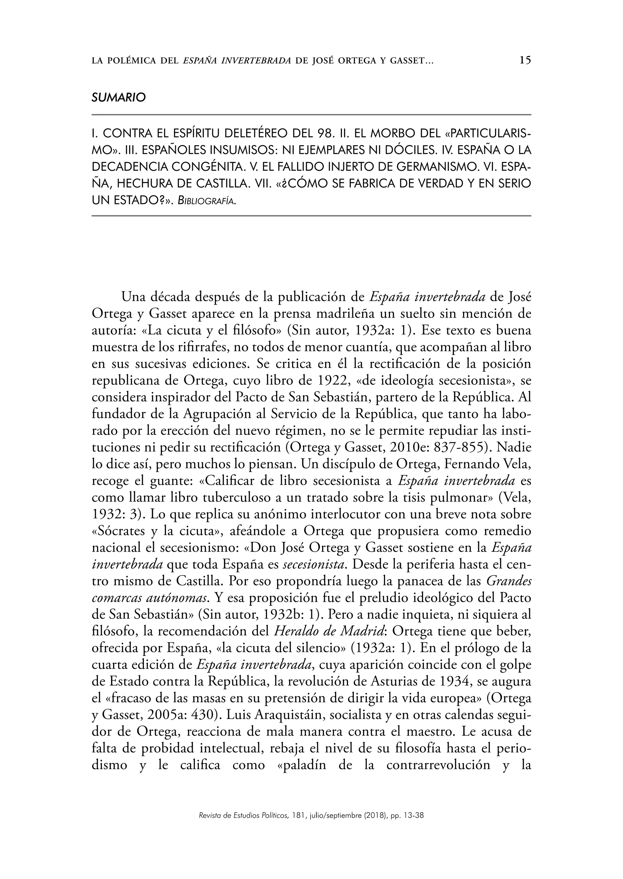 LA POLÉMICA DEL ESPAÑA INVERTEBRADA DE JOSÉ ORTEGA Y GASSET EN LA ...