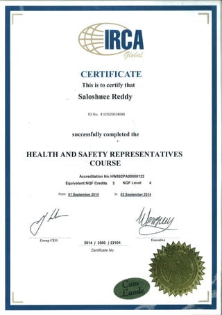 Health and Safety Rep | PDF