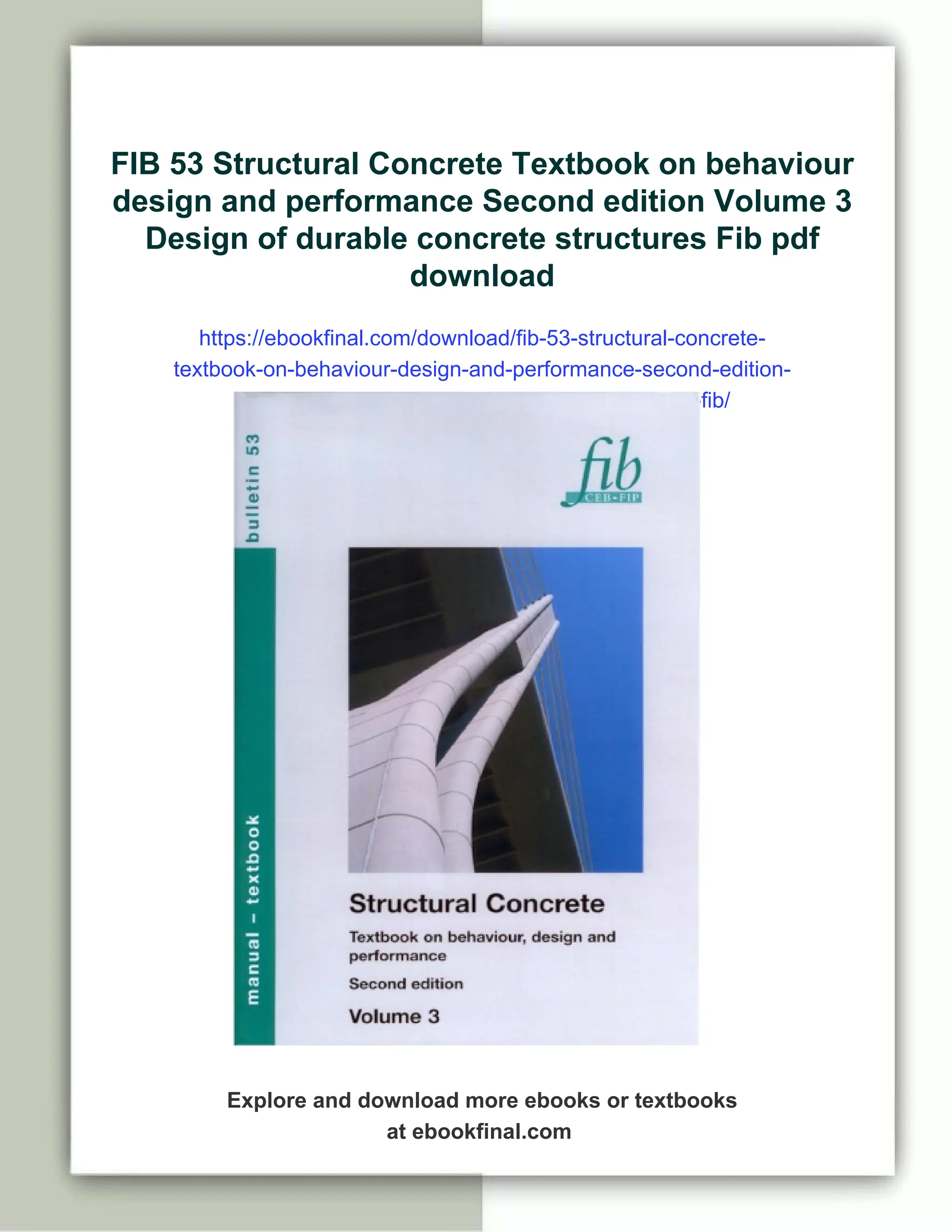 FIB 53 Structural Concrete Textbook on behaviour design and performance ...