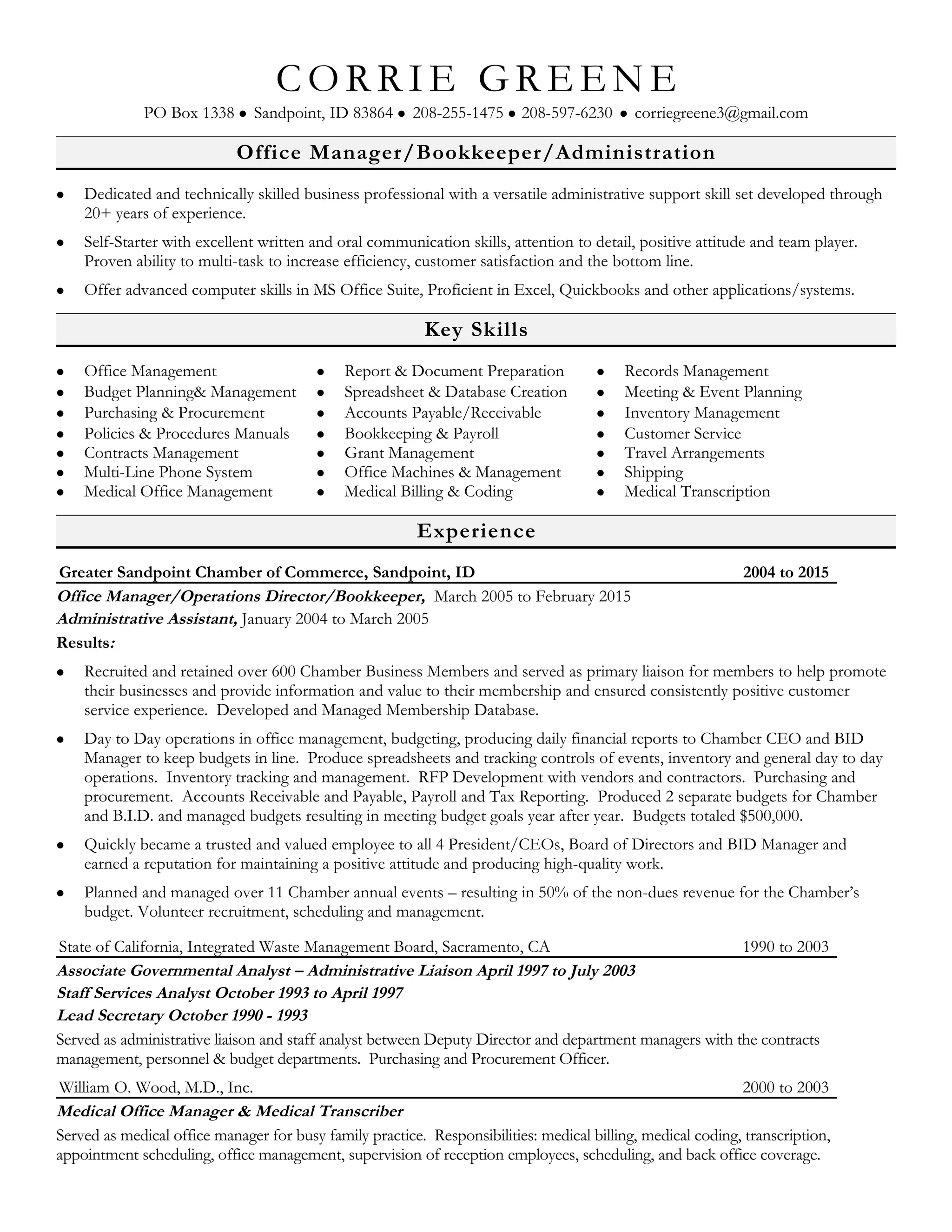 Corrie Greene Resume 2015 | DOC