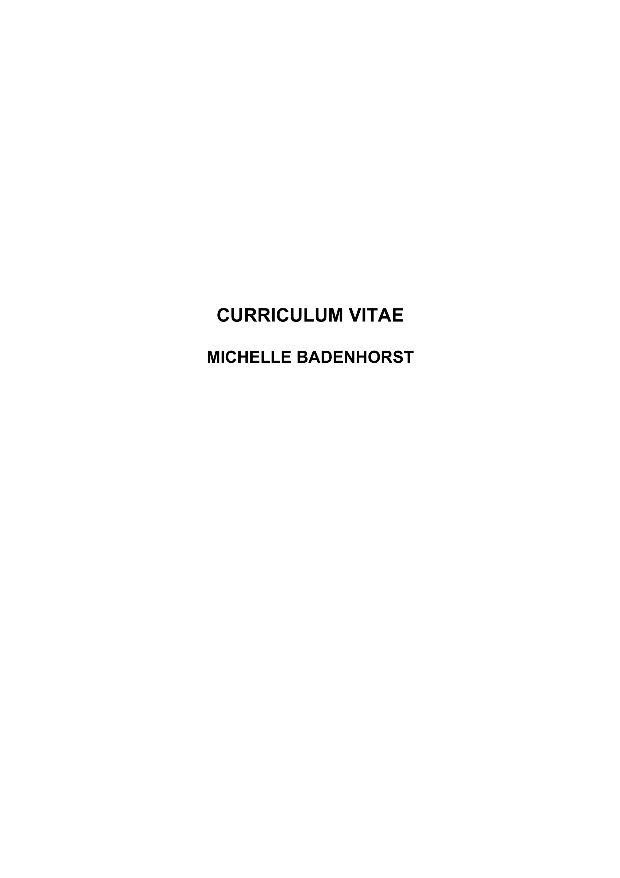 Michelle Badenhorst CV | DOC | Business Travel | Travel Type