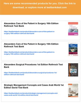 Alexanders Care of the Patient in Surgery 14th Edition Rothrock Test ...