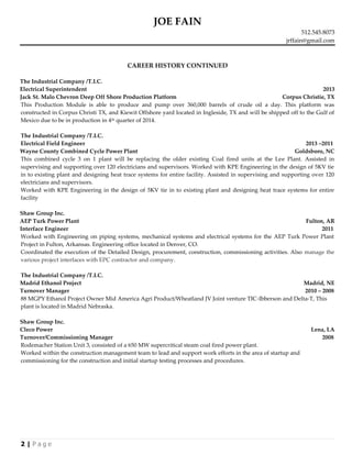 JOE FAIN RESUME 8-8-15 | PDF | Civil Engineering Industry | Industries