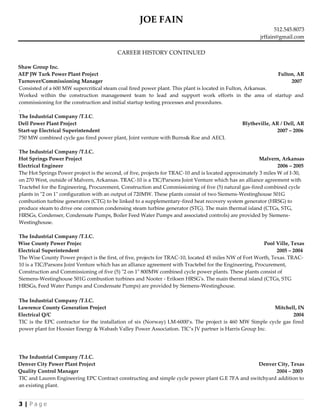 JOE FAIN RESUME 8-8-15 | PDF | Civil Engineering Industry | Industries