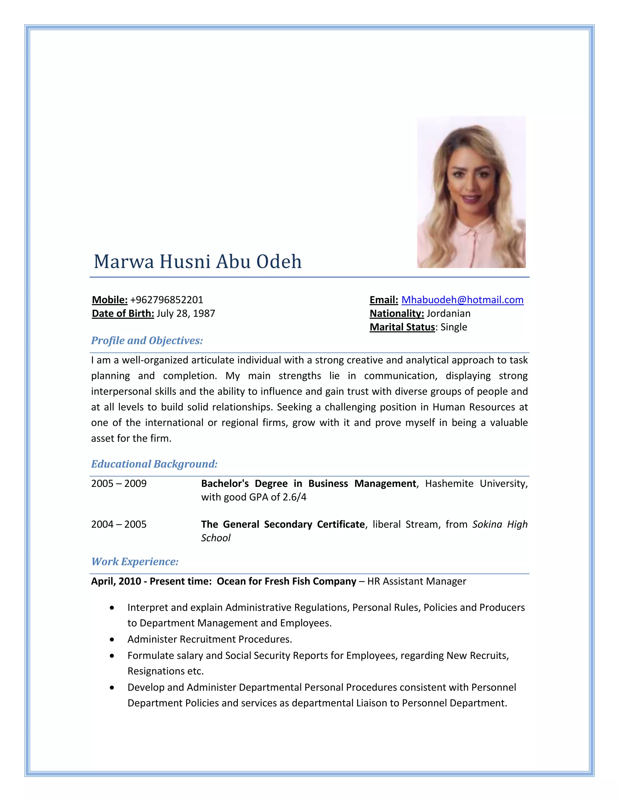marwa CV | PDF | Human Resources | Business