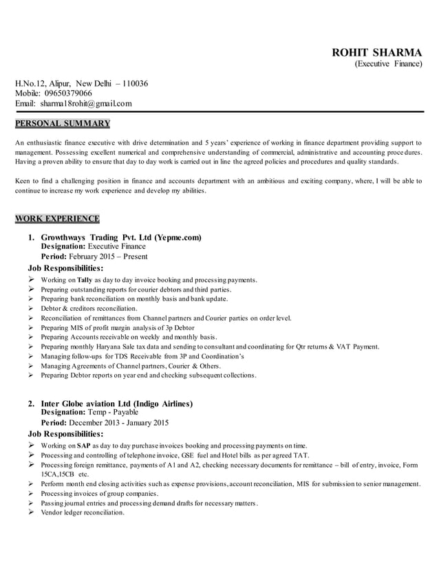 Rohit Sharma resume | DOCX | Business Accounting & Finance | Business