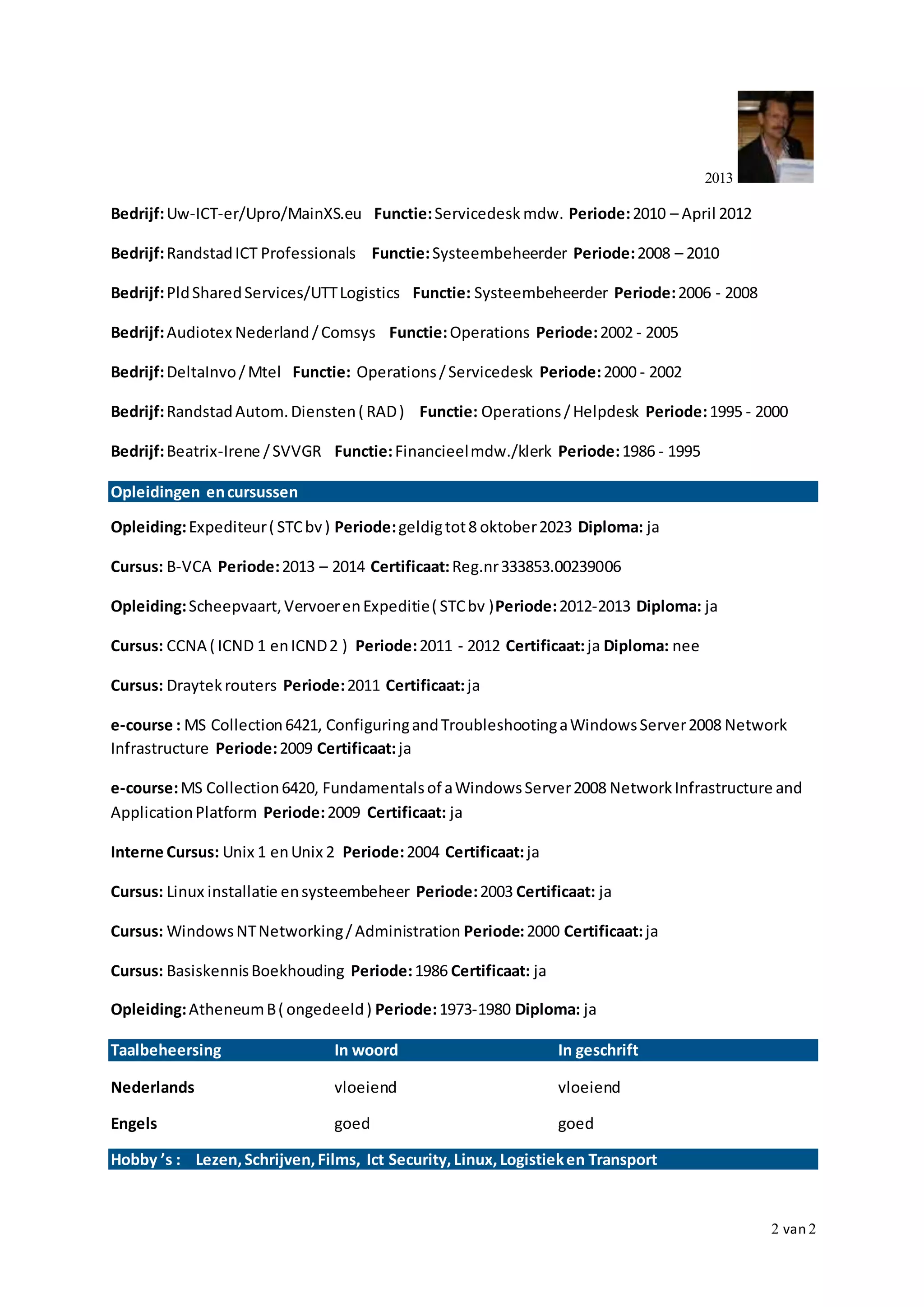 CVPeter Diks2014Beknopt | PDF