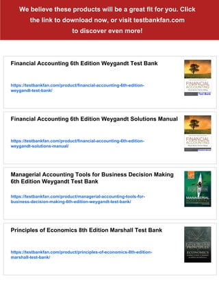 Accounting Principle 6th Edition Weygandt Test Bank | PDF
