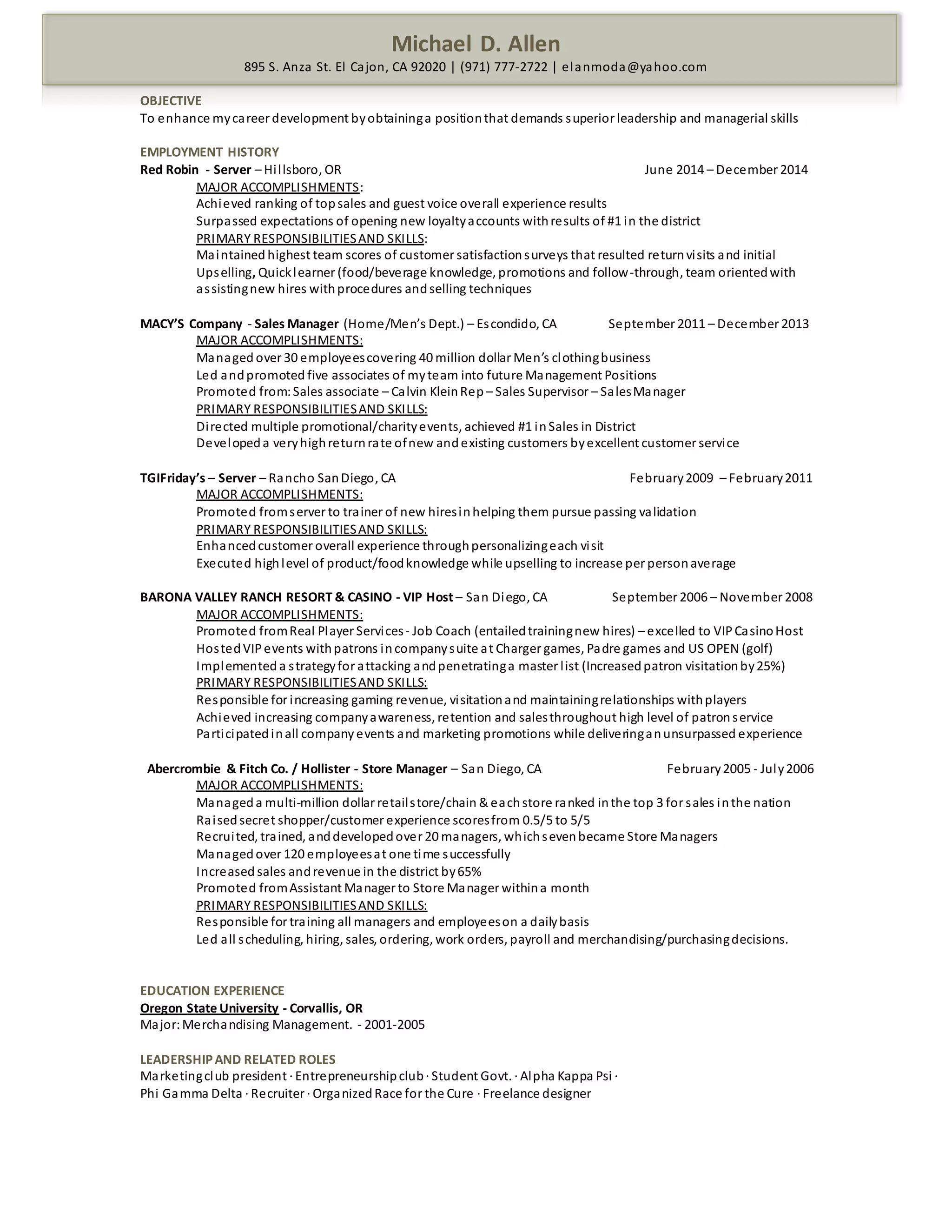 MAllenResume2015 | PDF