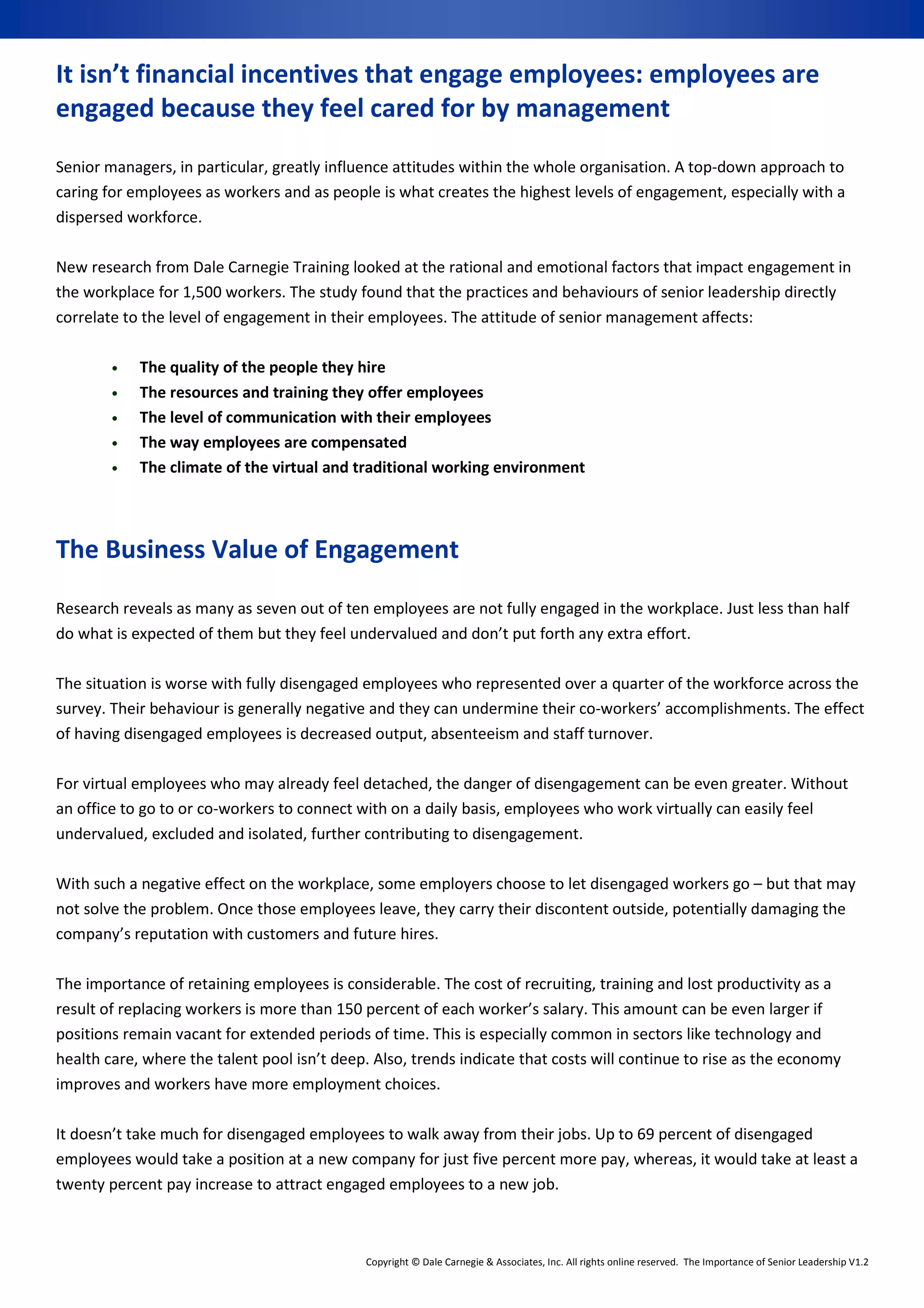 From the Top Down - How Senior Leaders Infuence Engagement | PDF