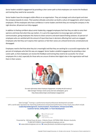From the Top Down - How Senior Leaders Infuence Engagement | PDF