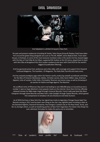 Erol Sabadosh Press Pack 2017 | PDF