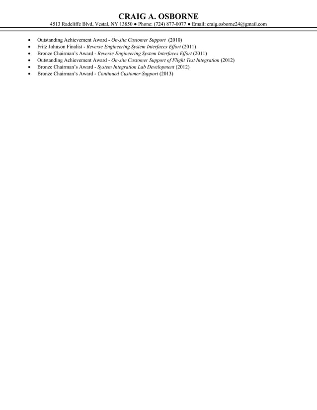 Osborne_Craig_resume | DOC | Operating Systems | Computer Software and Applications