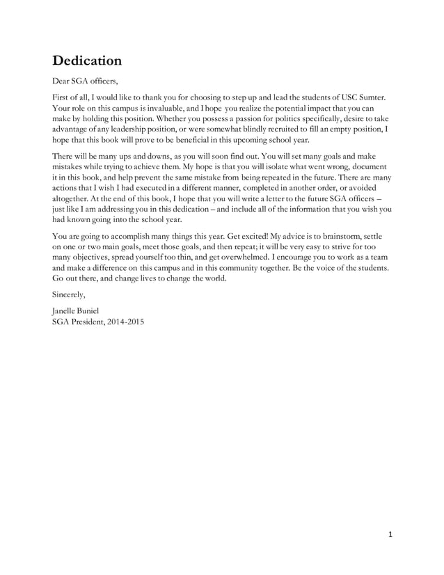 SGA Continuity Book | PDF